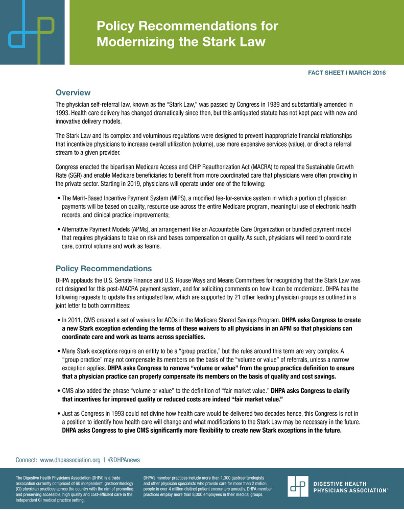 Policy Recommendations for Modernizing the Stark Law - DHPA